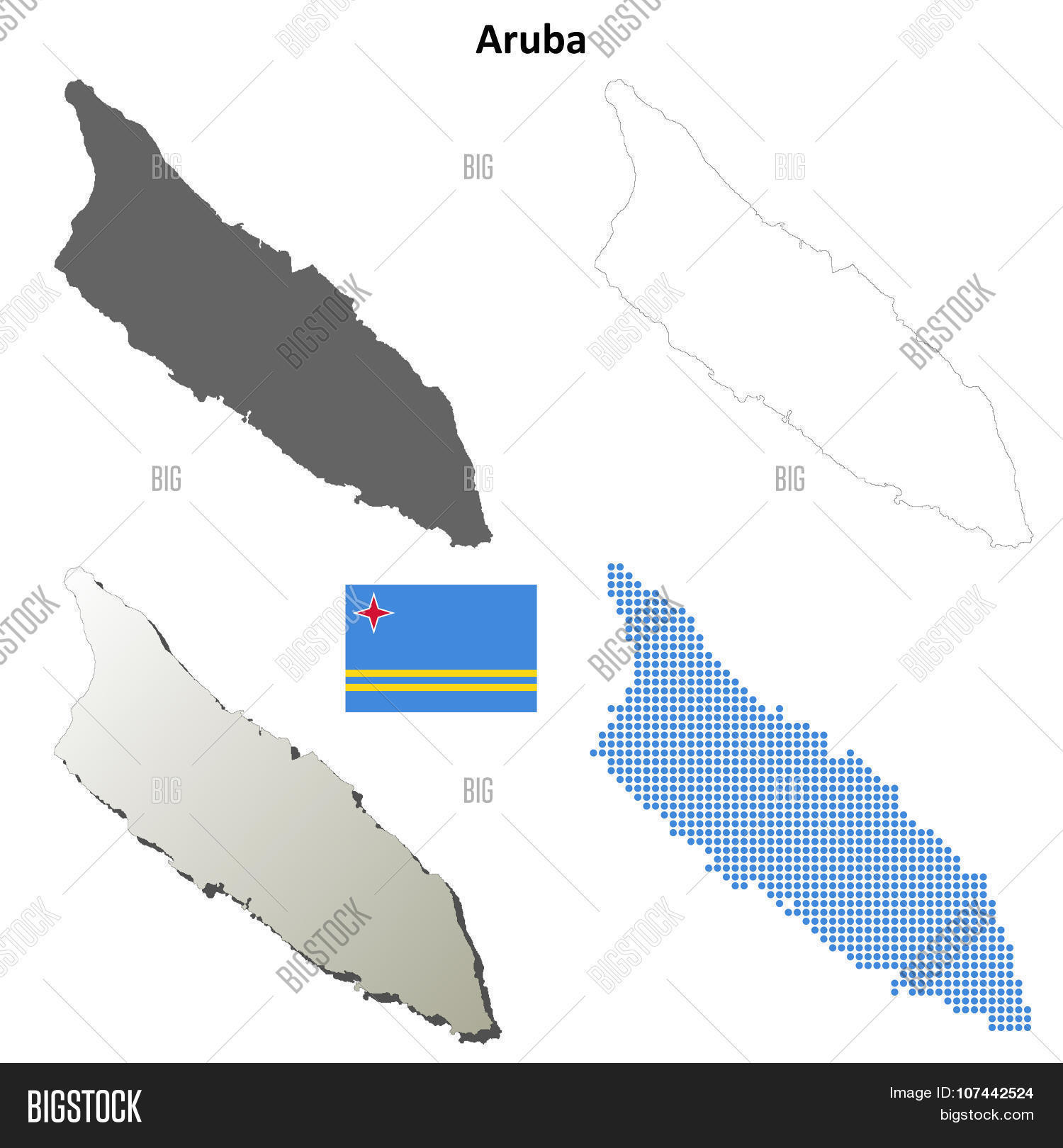 Aruba Outline Map Set Vector & Photo (Free Trial) | Bigstock