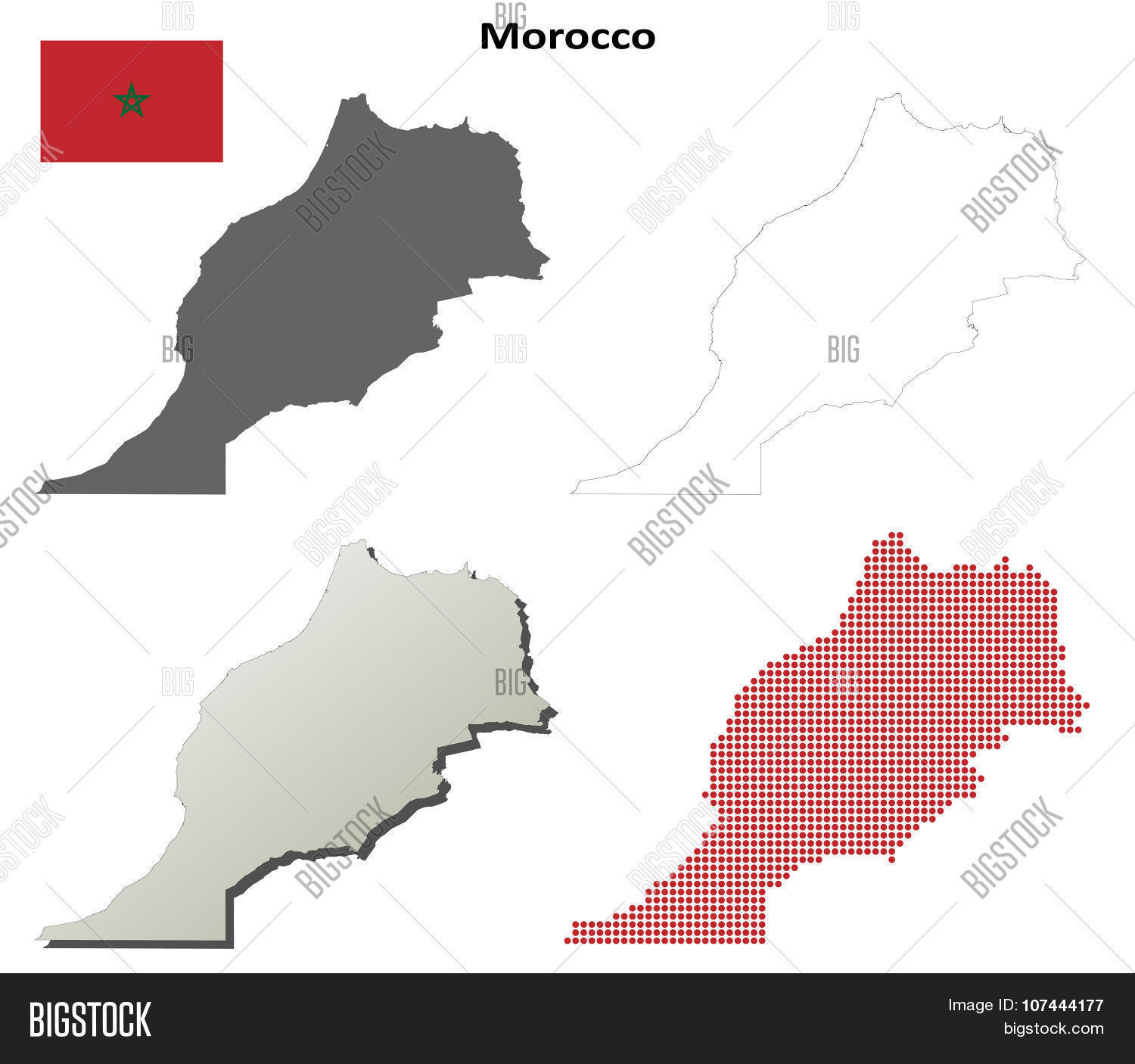 Morocco Outline Map Vector & Photo (Free Trial) | Bigstock