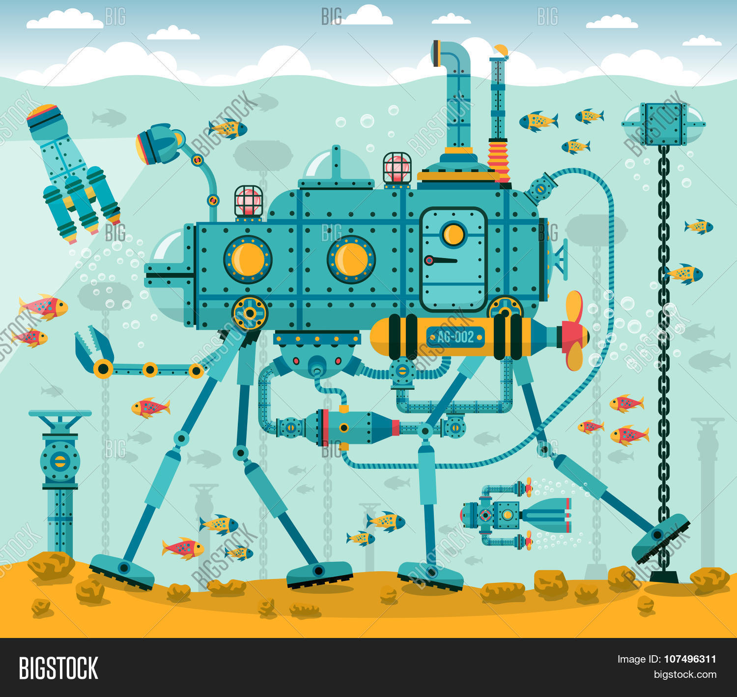 Underwater Machine Vector & Photo (Free Trial) | Bigstock