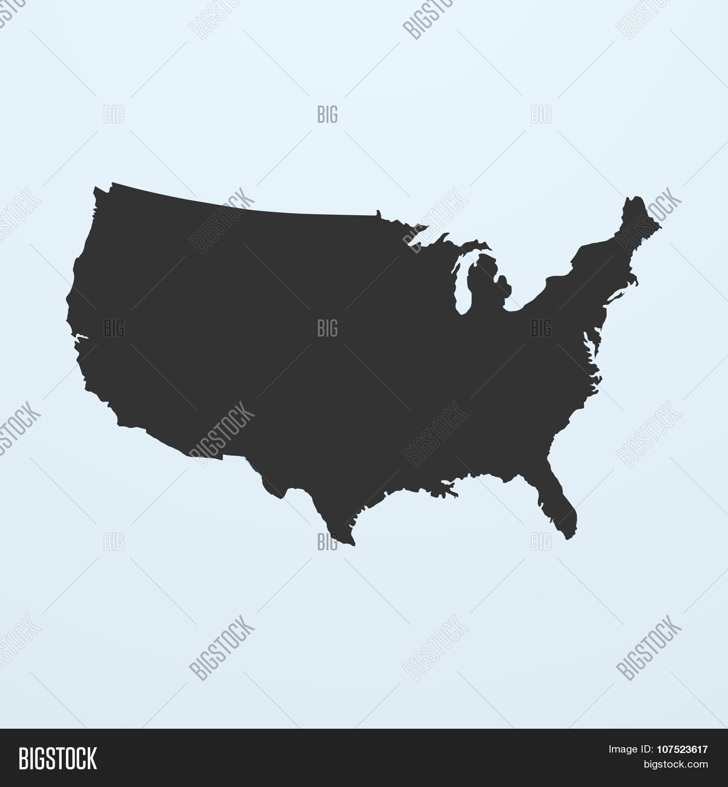Silhouette Usa Map. Vector & Photo (Free Trial) | Bigstock