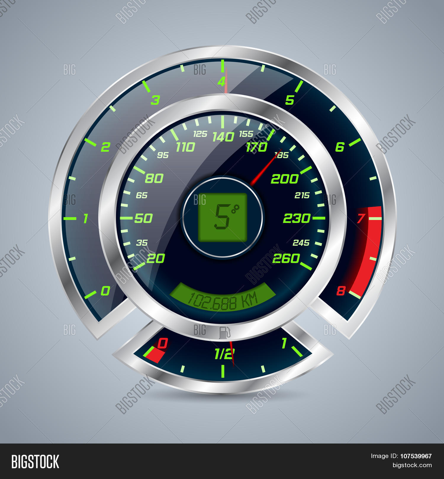 Metallic Speedometer Vector & Photo (Free Trial) | Bigstock