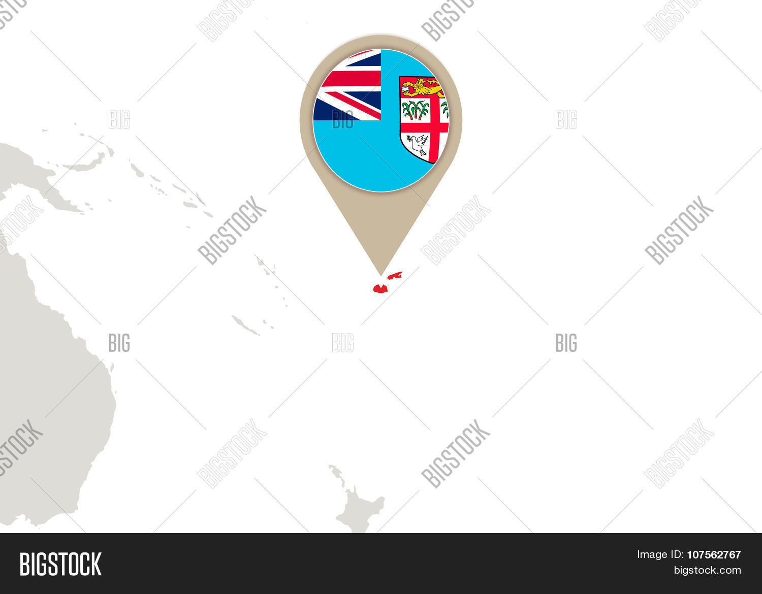 Fiji On World Map Vector & Photo (Free Trial) | Bigstock