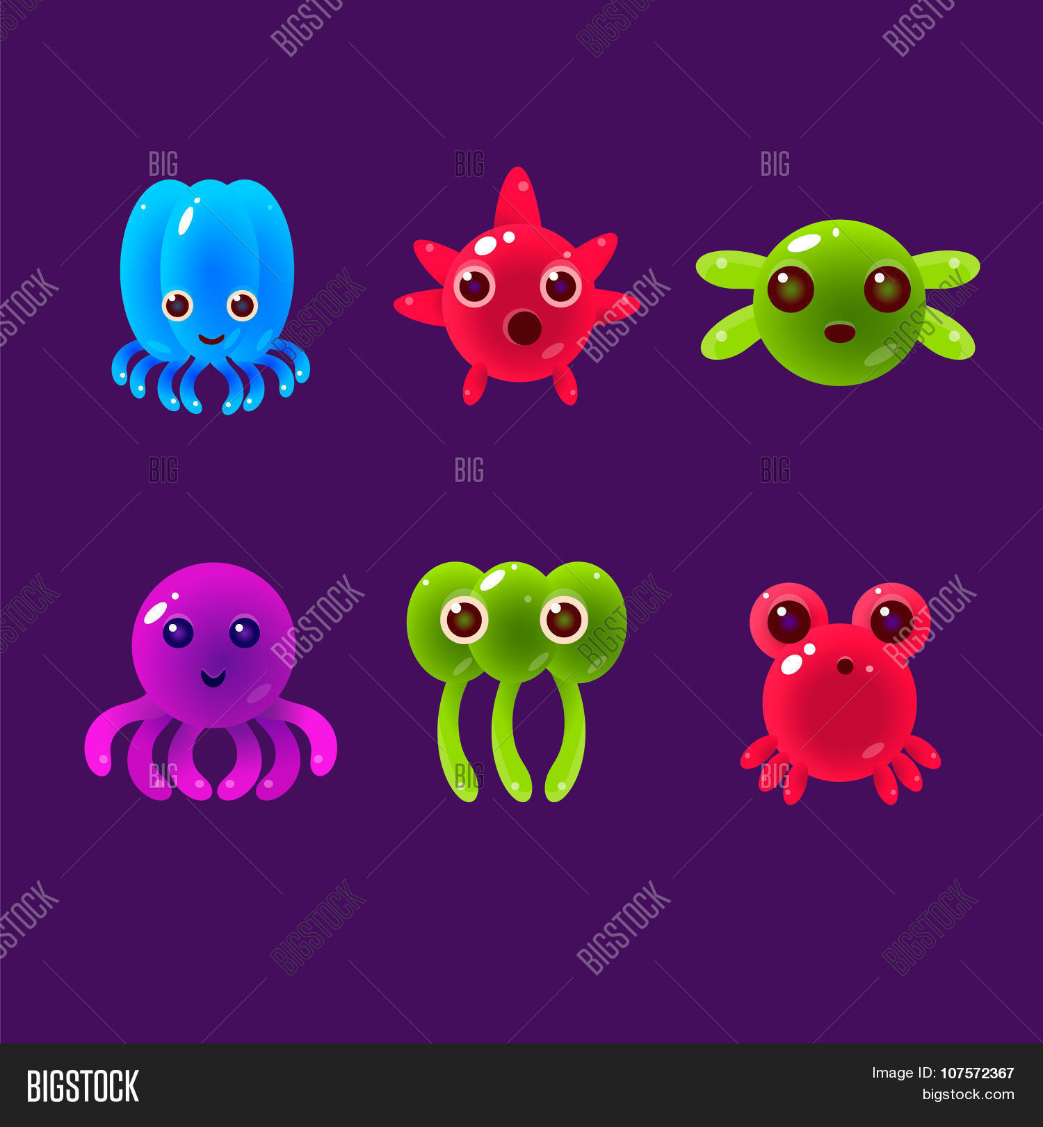 Cartoon Sea Animals, Vector & Photo (Free Trial) | Bigstock