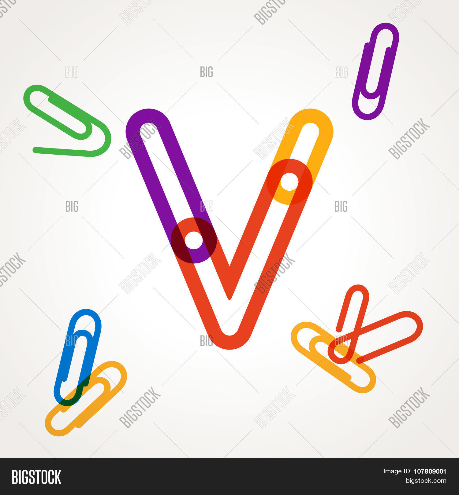 V Letter Paper Clip Vector & Photo (Free Trial) | Bigstock