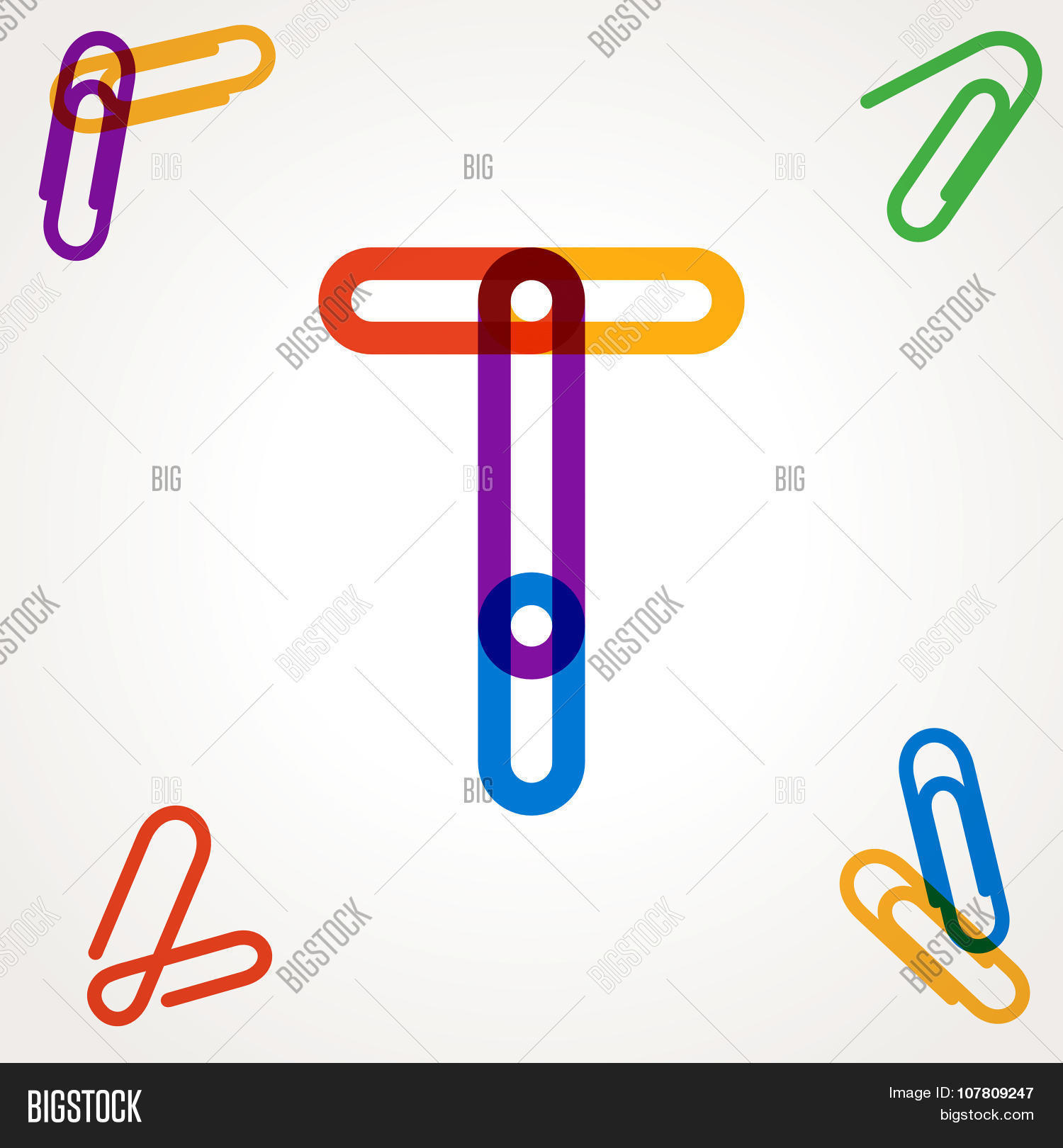 T Letter Paper Clip Vector & Photo (Free Trial) | Bigstock