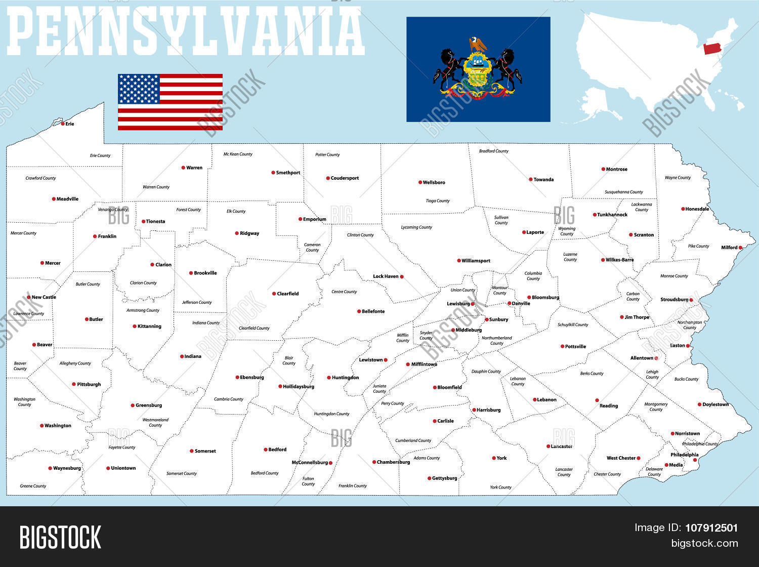 Pennsylvania County Vector & Photo (Free Trial) | Bigstock