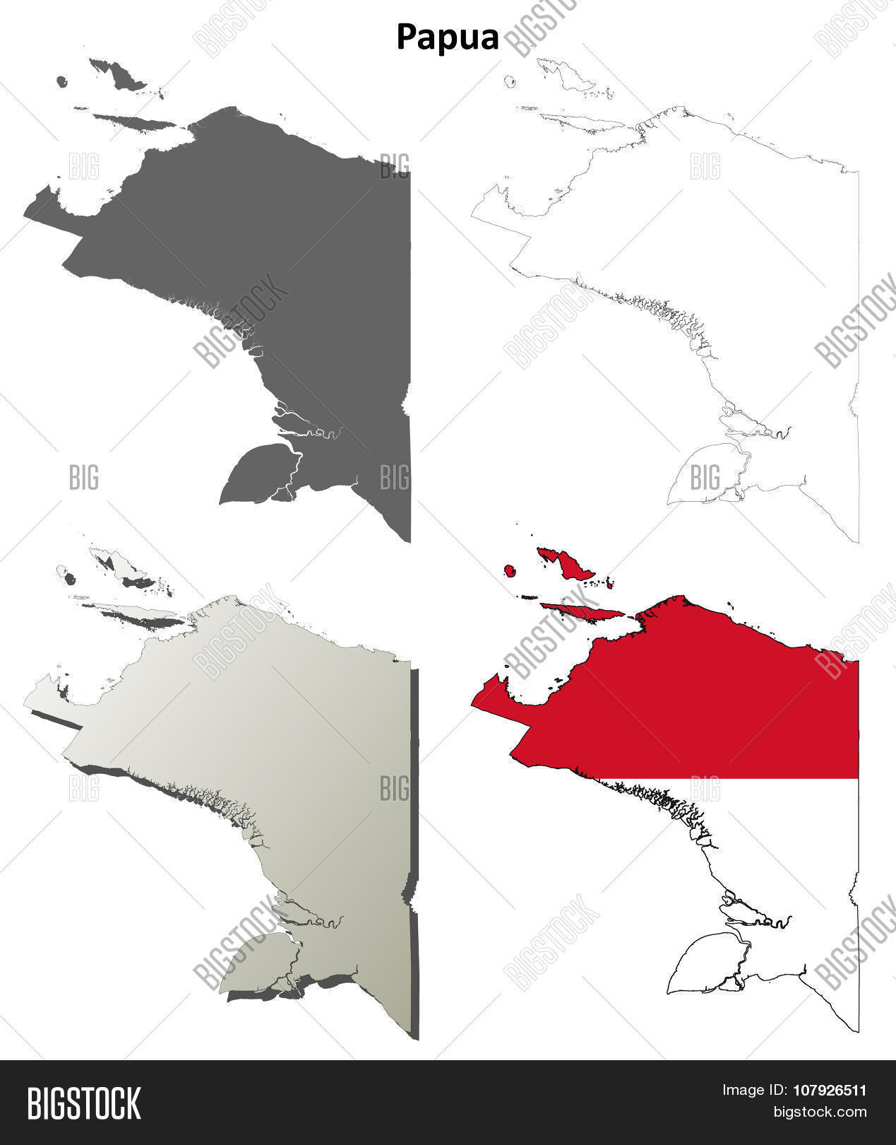 Papua Blank Outline Vector & Photo (Free Trial) | Bigstock