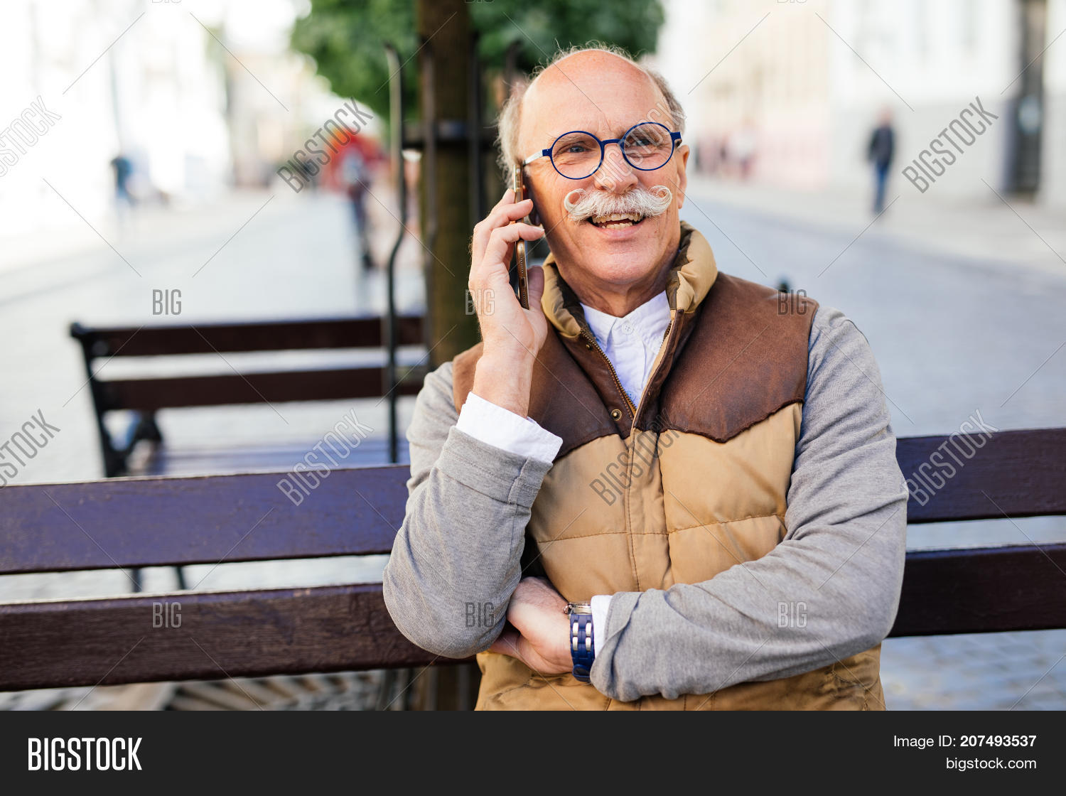 Happy Old Man Calling Image & Photo (Free Trial) | Bigstock