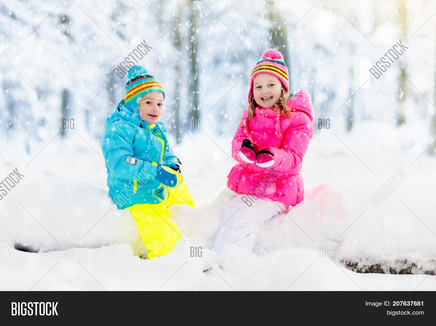Kids Playing Snow. Image & Photo (Free Trial) | Bigstock