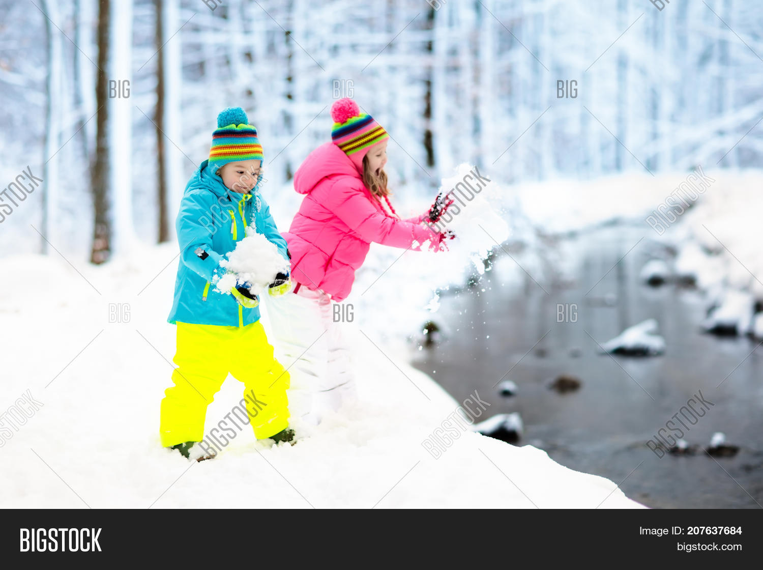 Kids Playing Snow. Image & Photo (Free Trial) | Bigstock