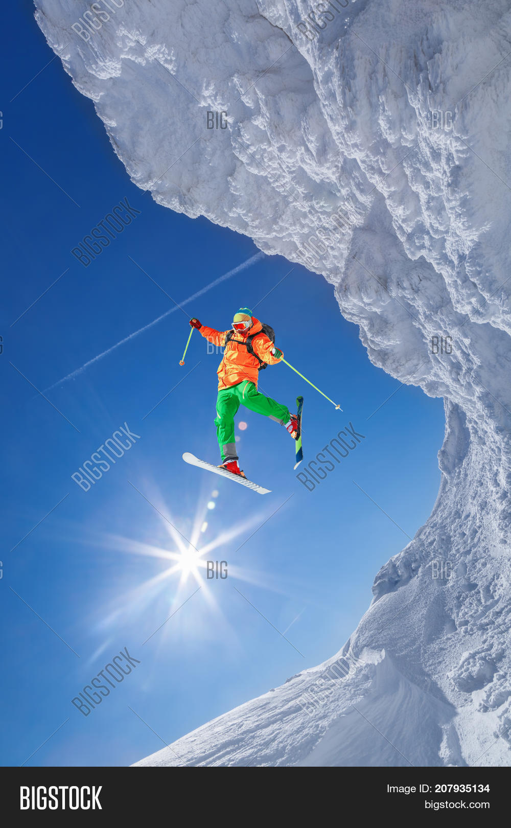Skier Jumping Against Image & Photo (Free Trial) | Bigstock