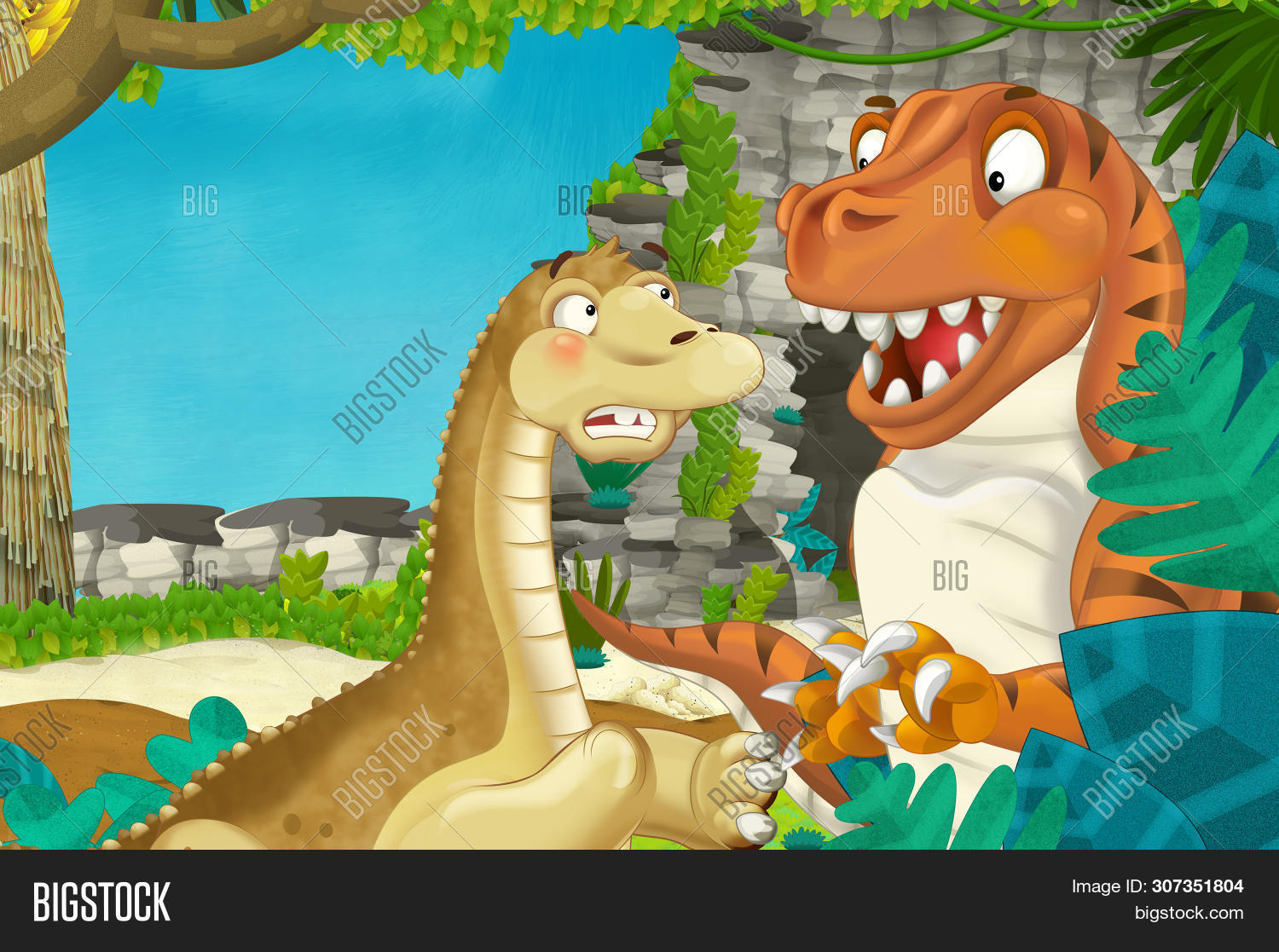 Cartoon Scene Dinosaur Image & Photo (Free Trial) | Bigstock