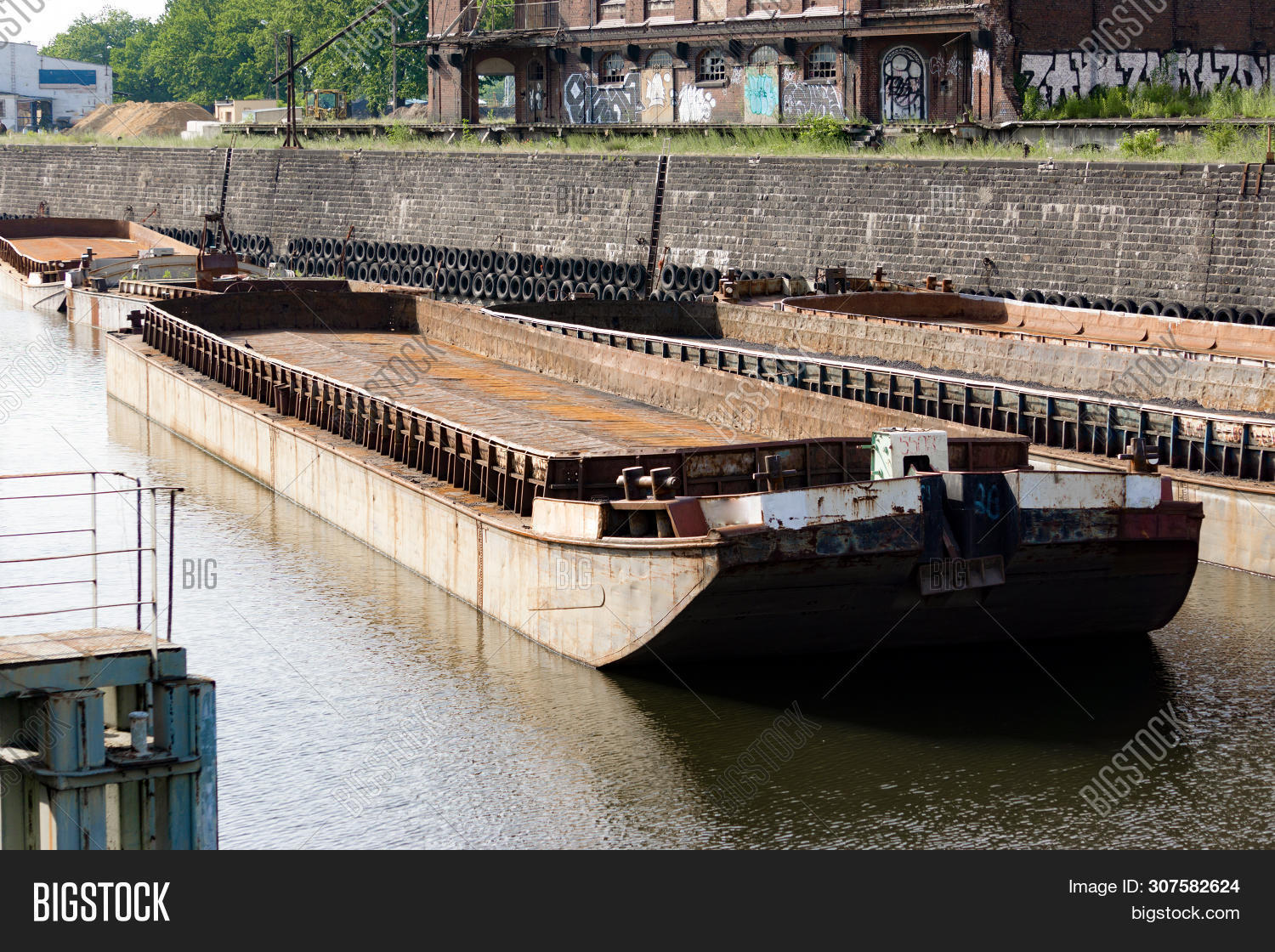Old Barges Moored Port Image & Photo (Free Trial) | Bigstock