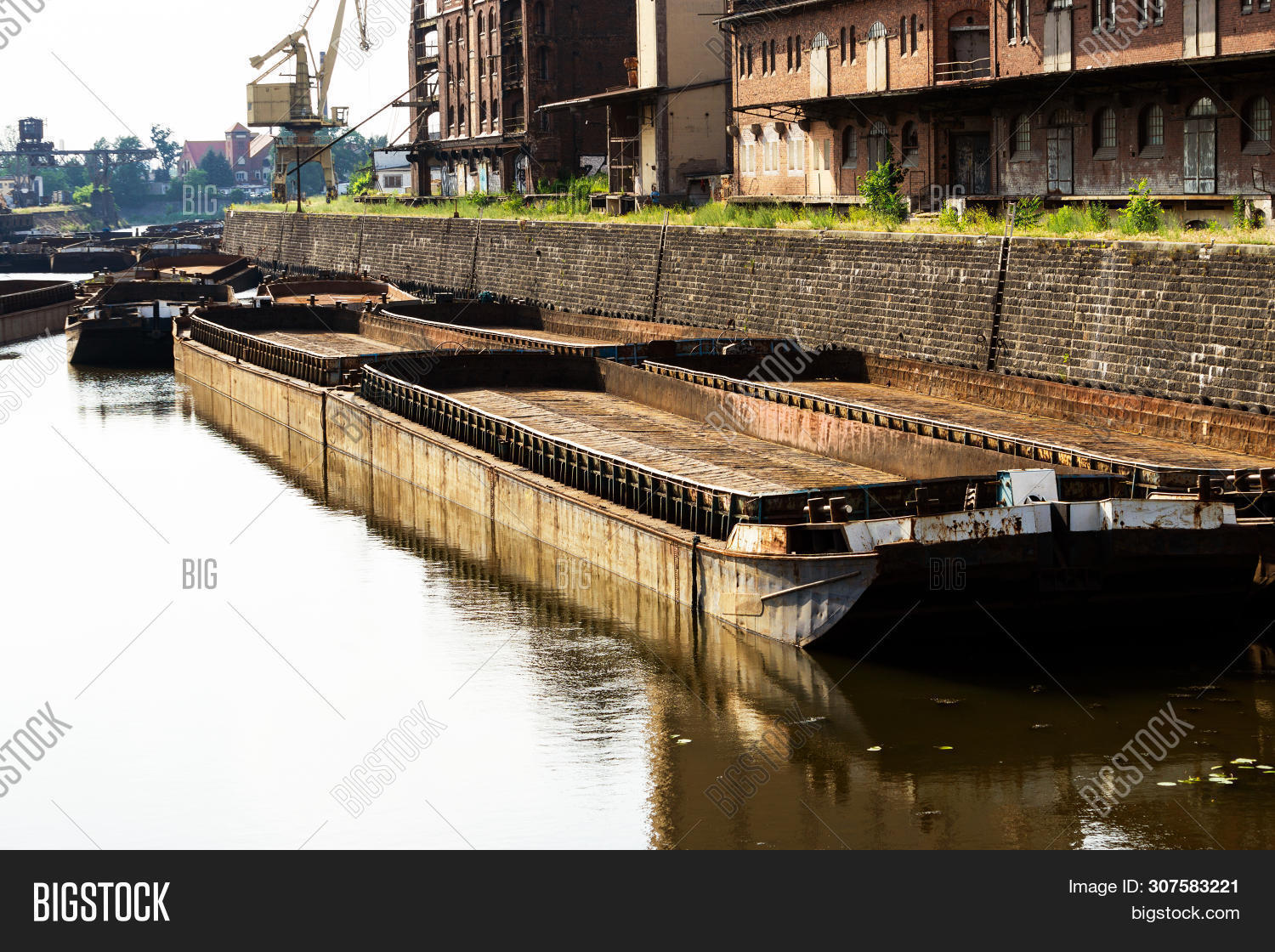 Old Barges Moored Port Image & Photo (Free Trial) | Bigstock