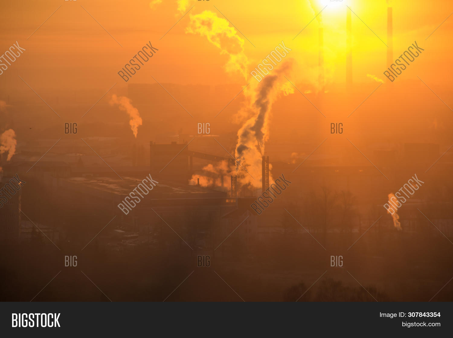 Sunrise Over Factory Image & Photo (Free Trial) | Bigstock