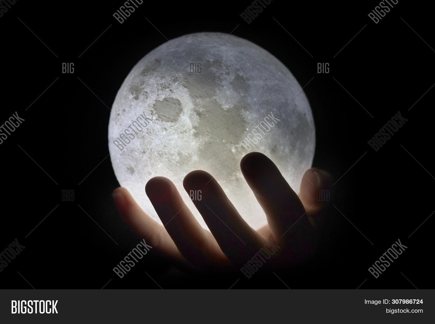 Full Moon On Hand Image & Photo (Free Trial) | Bigstock
