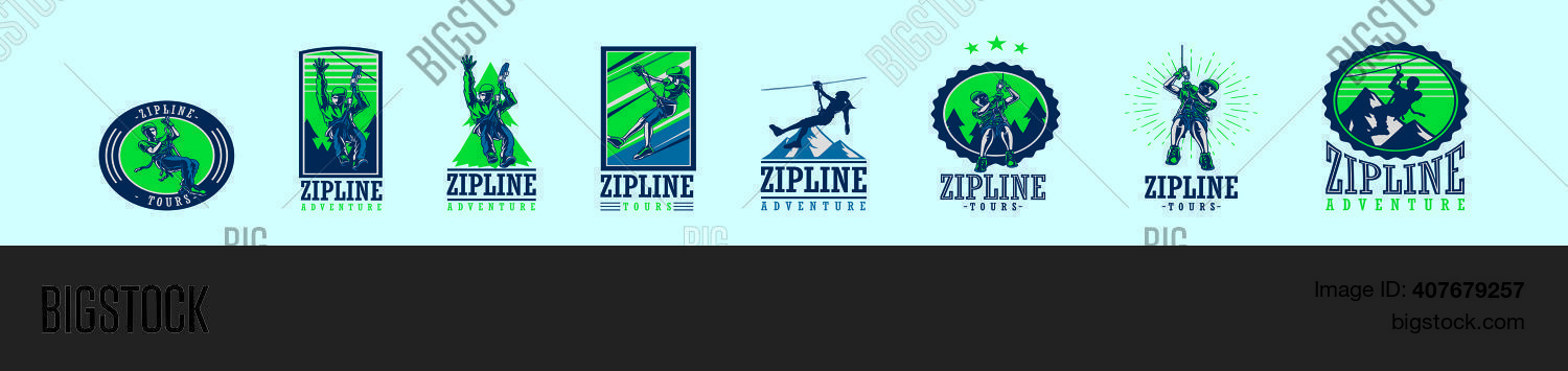 Set Zip Line Logo Vector & Photo (Free Trial) | Bigstock