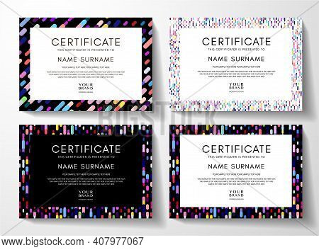 Modern Colorful Certificate Frame Design Set With Circular Dots And ...