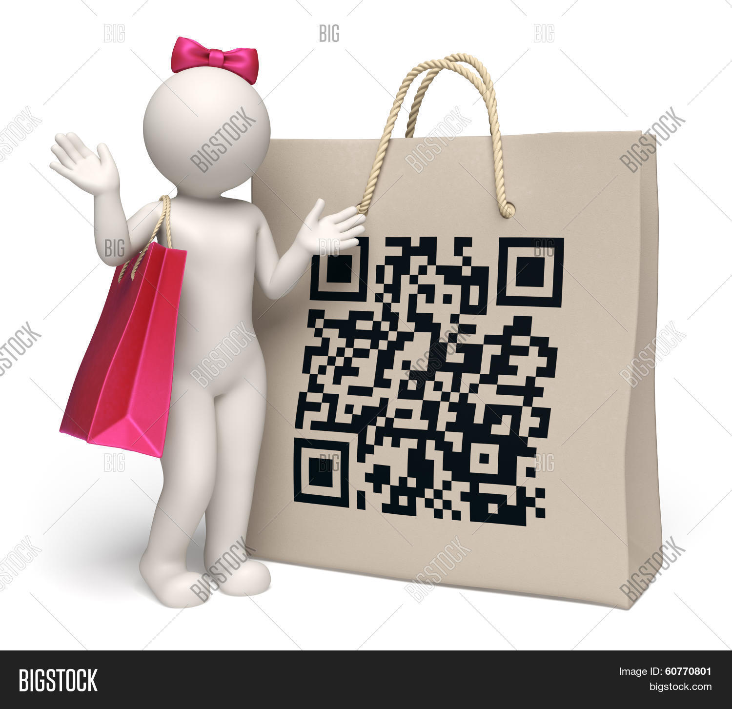 3D Woman Giant Qr Code Image & Photo (Free Trial) | Bigstock