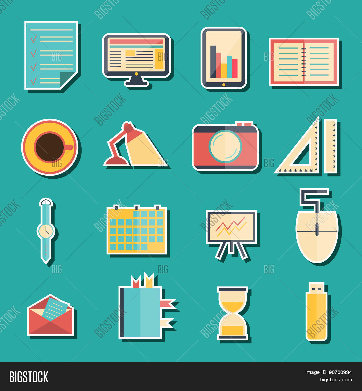 Set Flat Stickers On Vector & Photo (Free Trial) | Bigstock