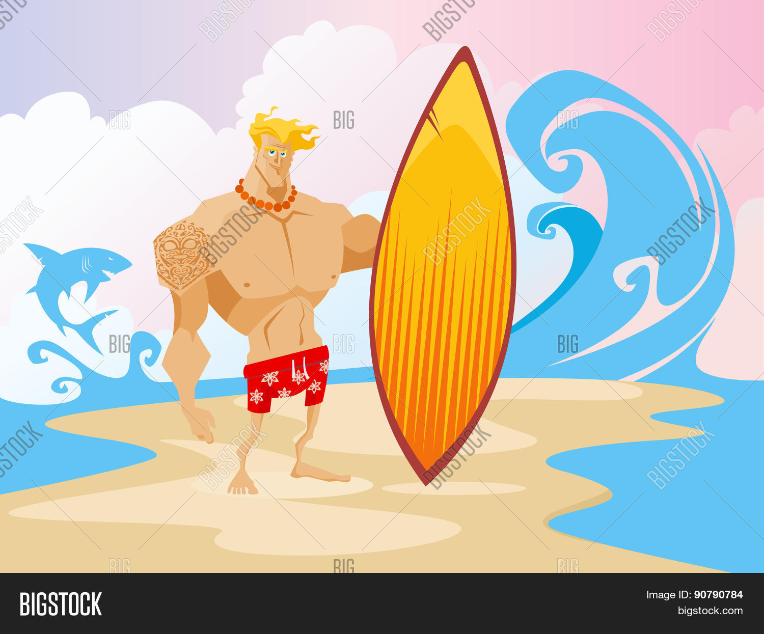 Surfer On Beach Vector & Photo (Free Trial) | Bigstock
