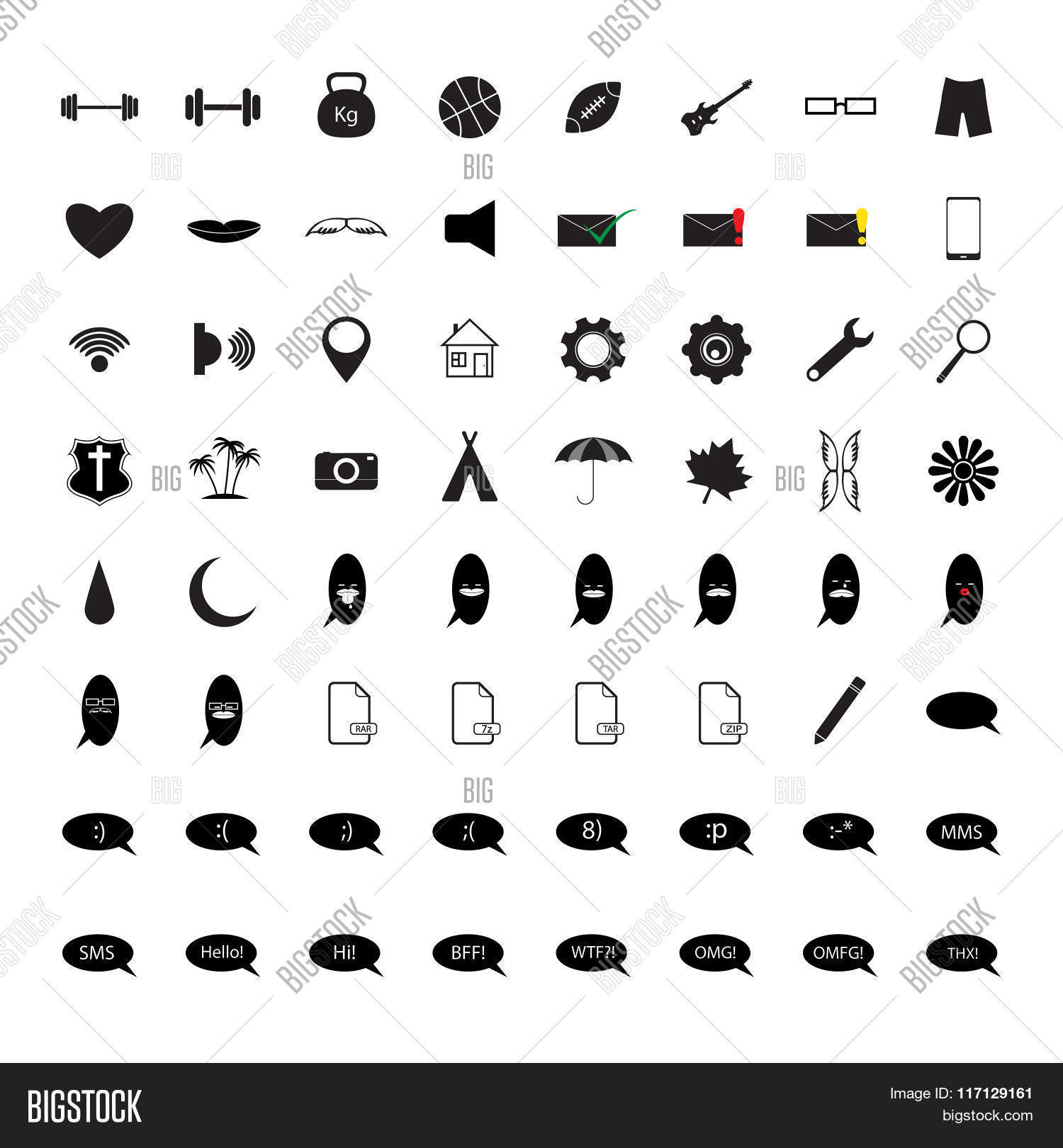 B&W Set Black Icons Vector & Photo (Free Trial) | Bigstock