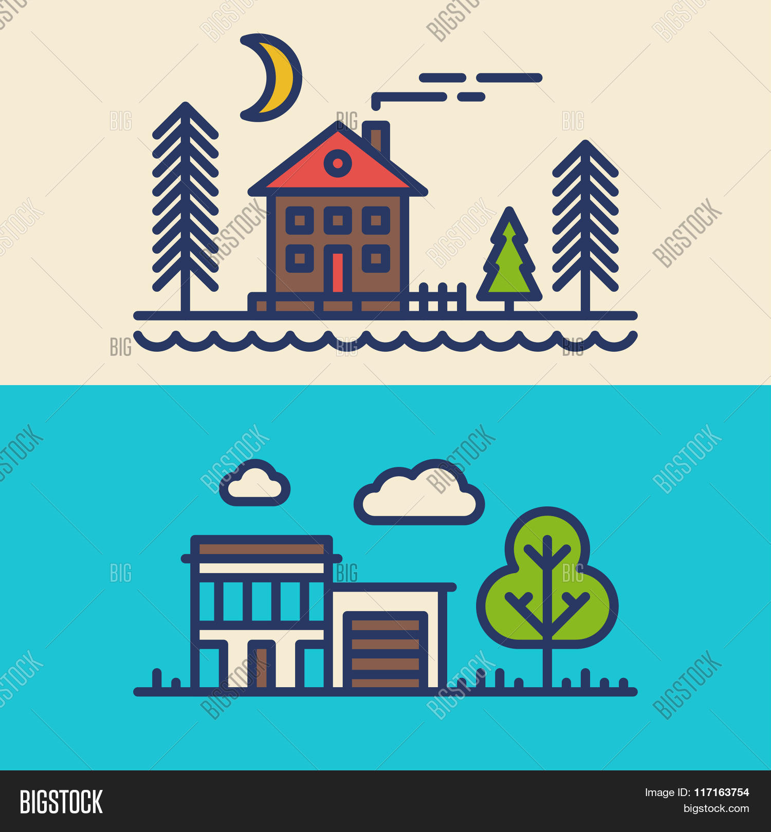 Set Flat Style Line Vector & Photo (Free Trial) | Bigstock
