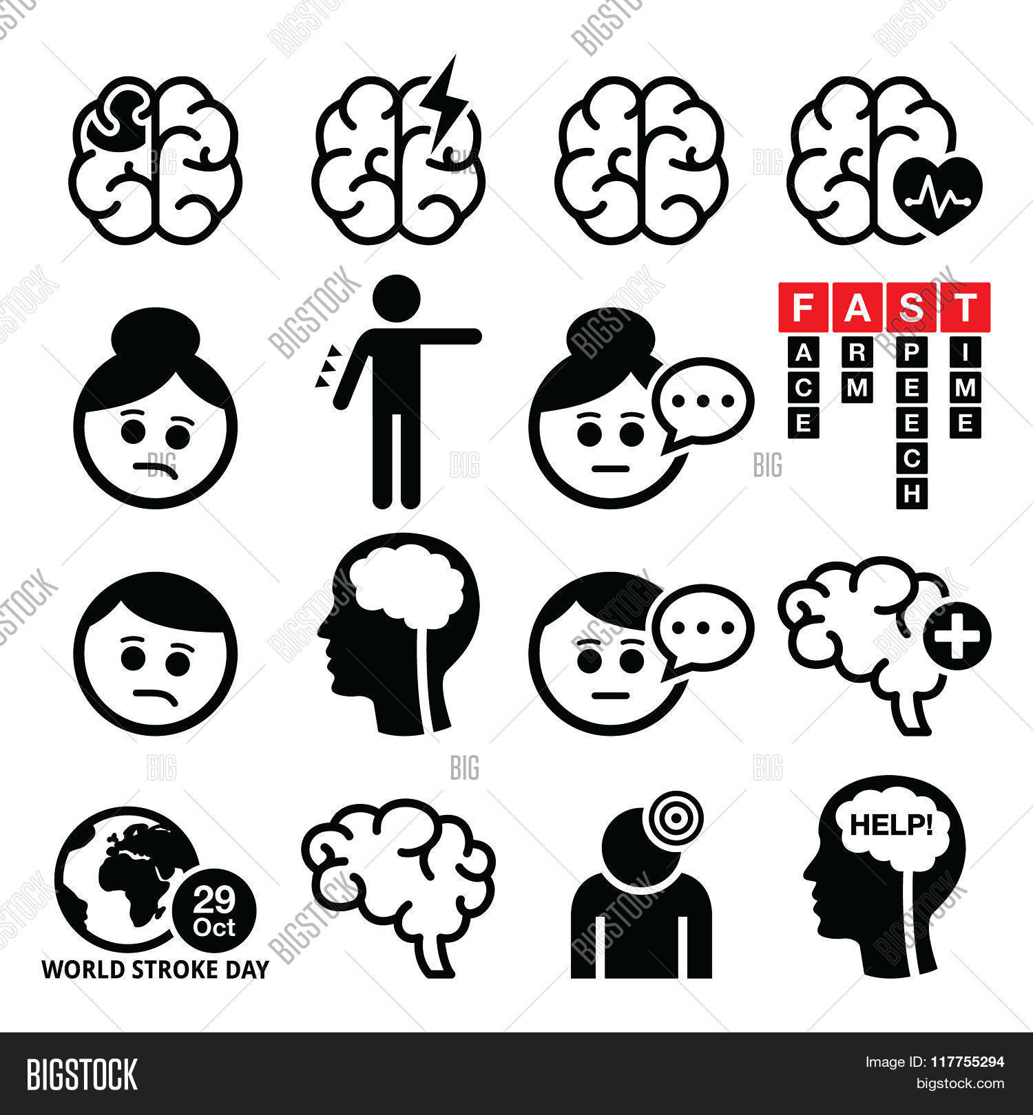Brain Stroke Icons - Vector & Photo (Free Trial) | Bigstock