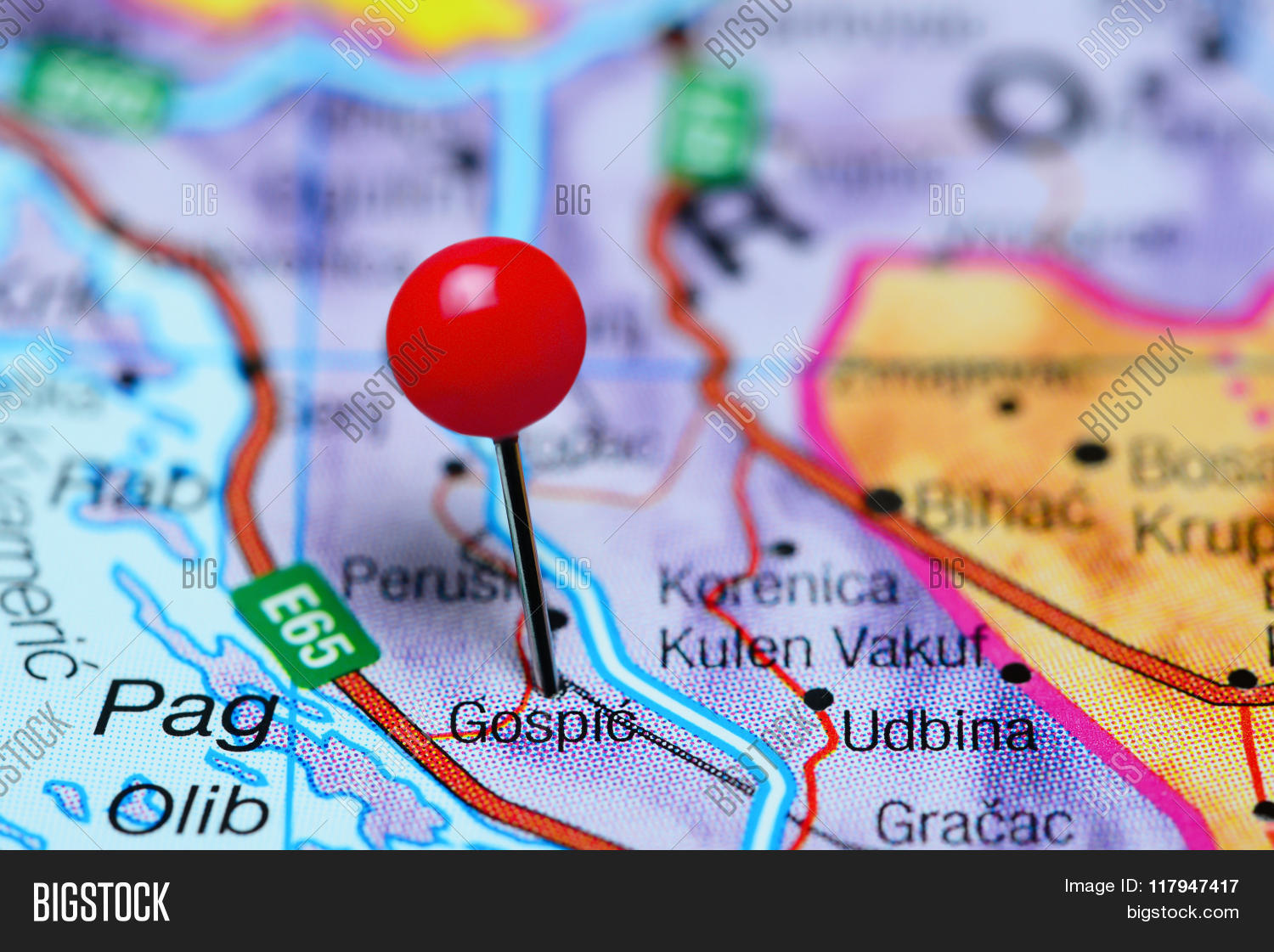 Gospic Pinned On Map Image & Photo (Free Trial) | Bigstock
