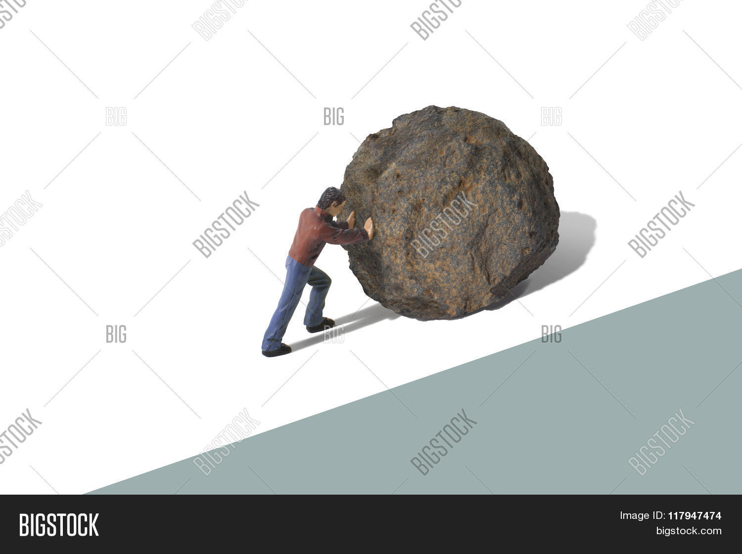 Man Pushing Rock Up Hill
