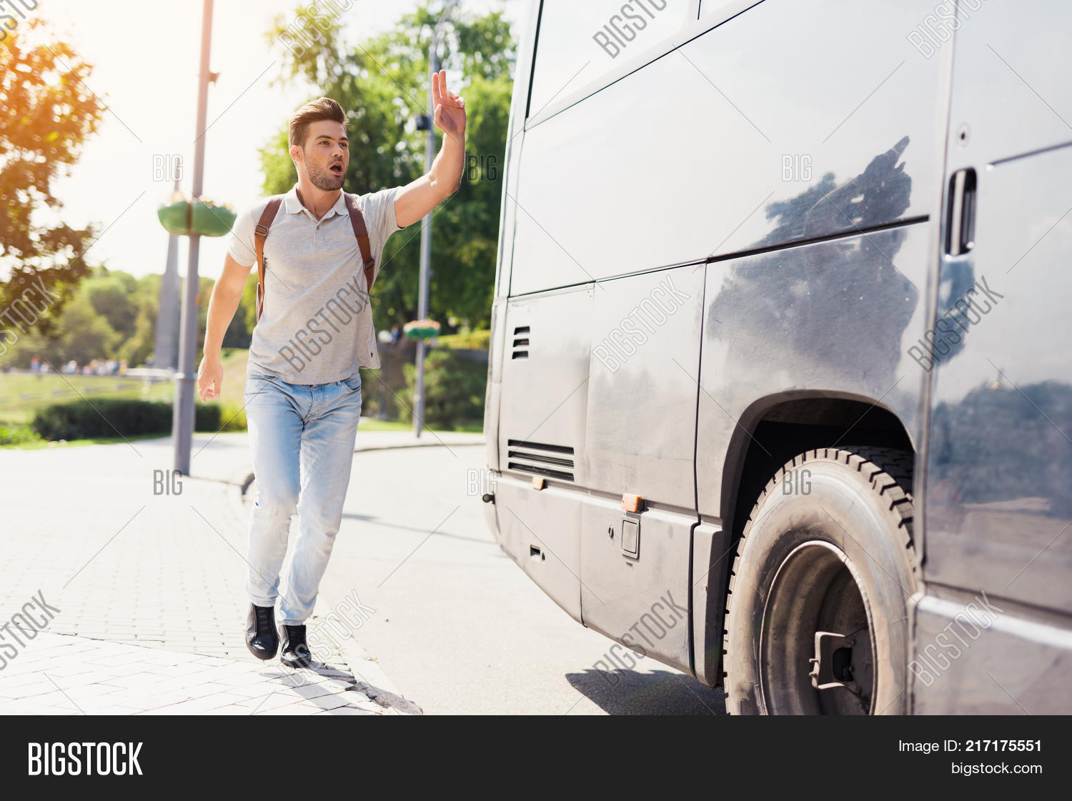 Guy Runs After Bus Image & Photo (Free Trial) | Bigstock