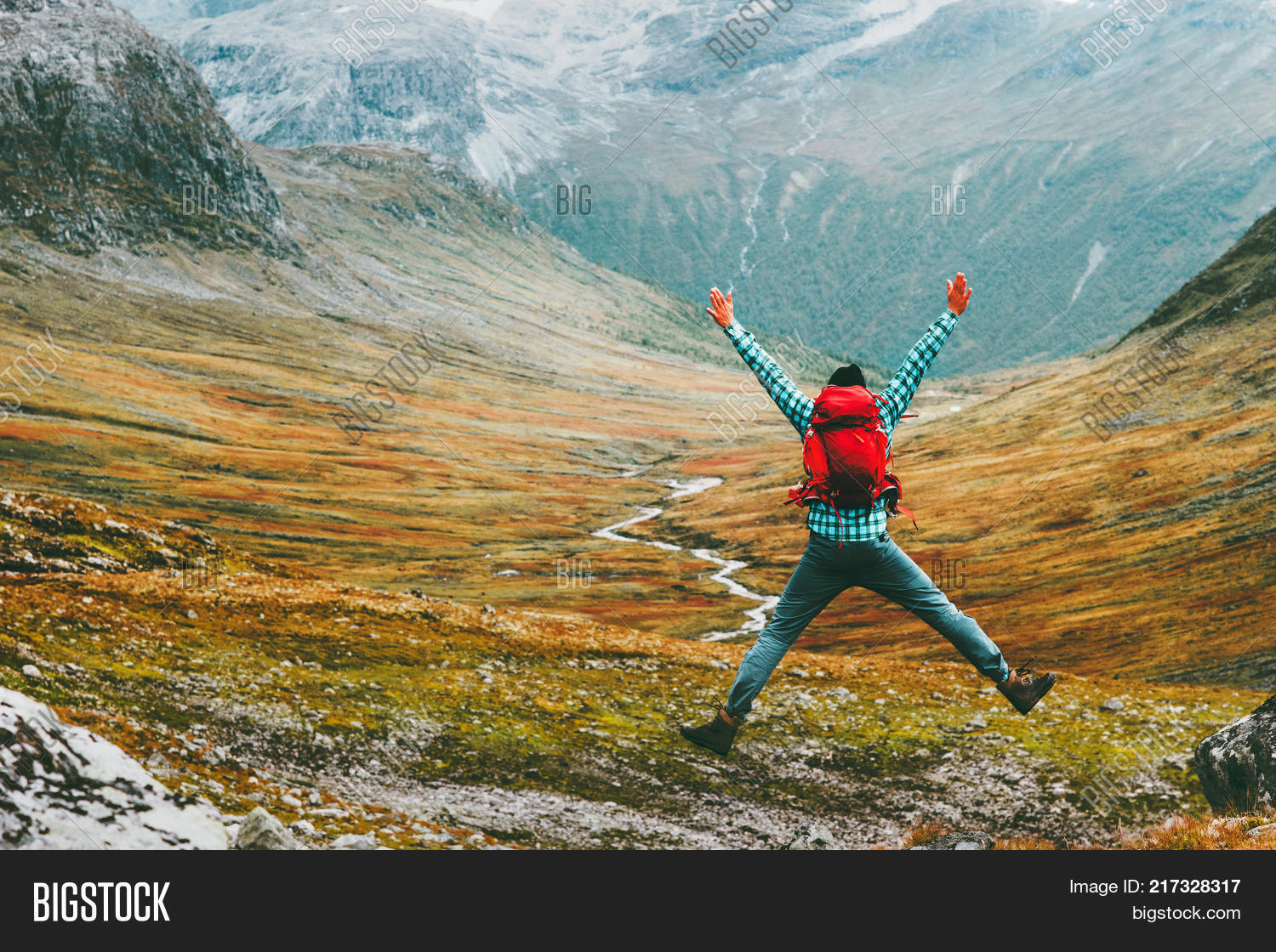 Jumping Man Backpack Image & Photo (Free Trial) | Bigstock