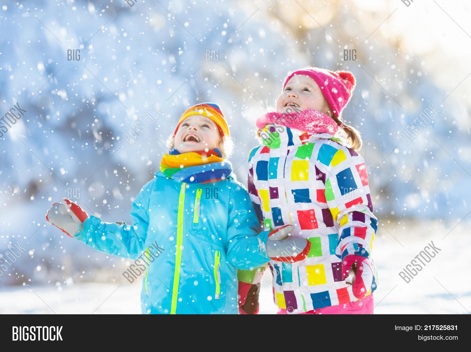Kids Play Snow. Winter Image & Photo (Free Trial) | Bigstock
