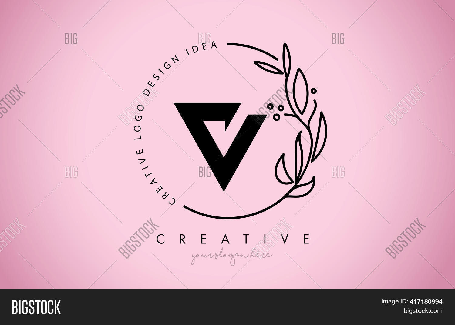 V Letter Floral Logo Vector & Photo (Free Trial) | Bigstock
