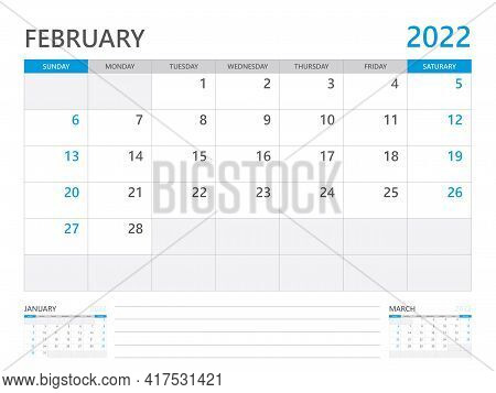 Calendar 2022 February Design