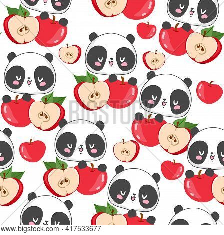 Cute Panda Apple Vector & Photo (Free Trial) | Bigstock