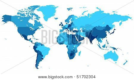 Blue World Map Vector & Photo (Free Trial) | Bigstock