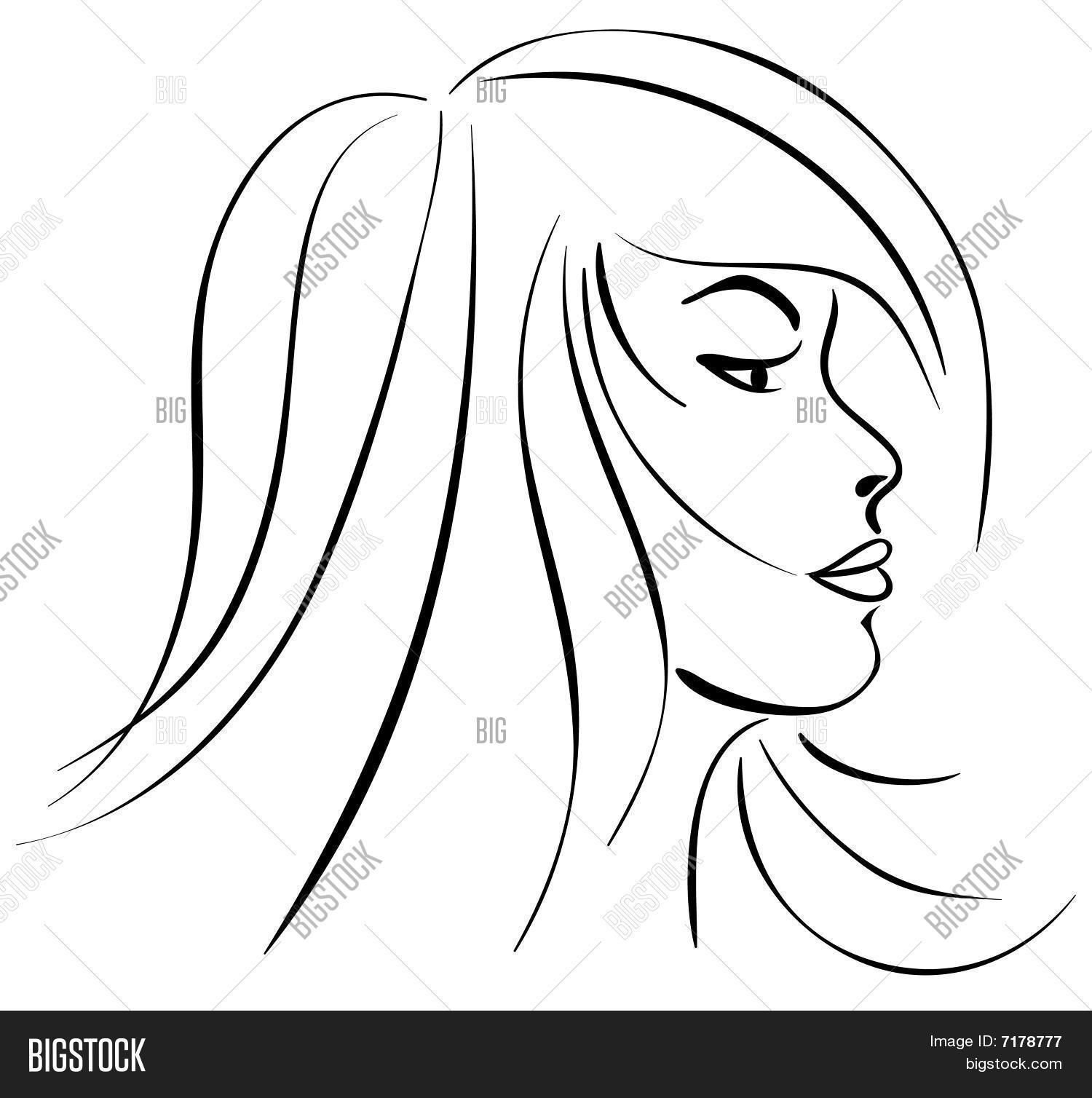 Woman Profile Line Vector & Photo (Free Trial) | Bigstock