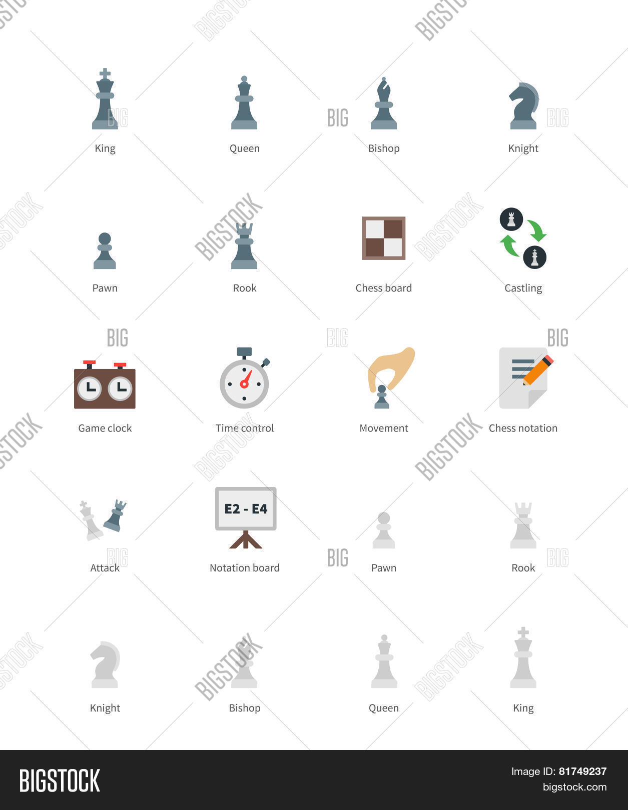 Chess Colored Icons Vector & Photo (Free Trial) | Bigstock