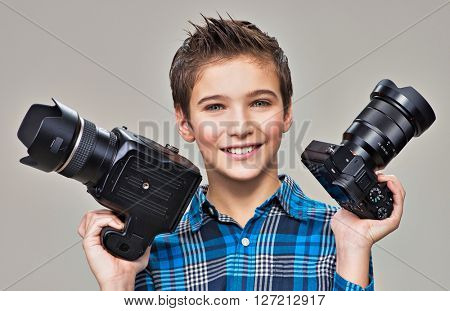 Boy Holds Two Photo Image & Photo (Free Trial) | Bigstock