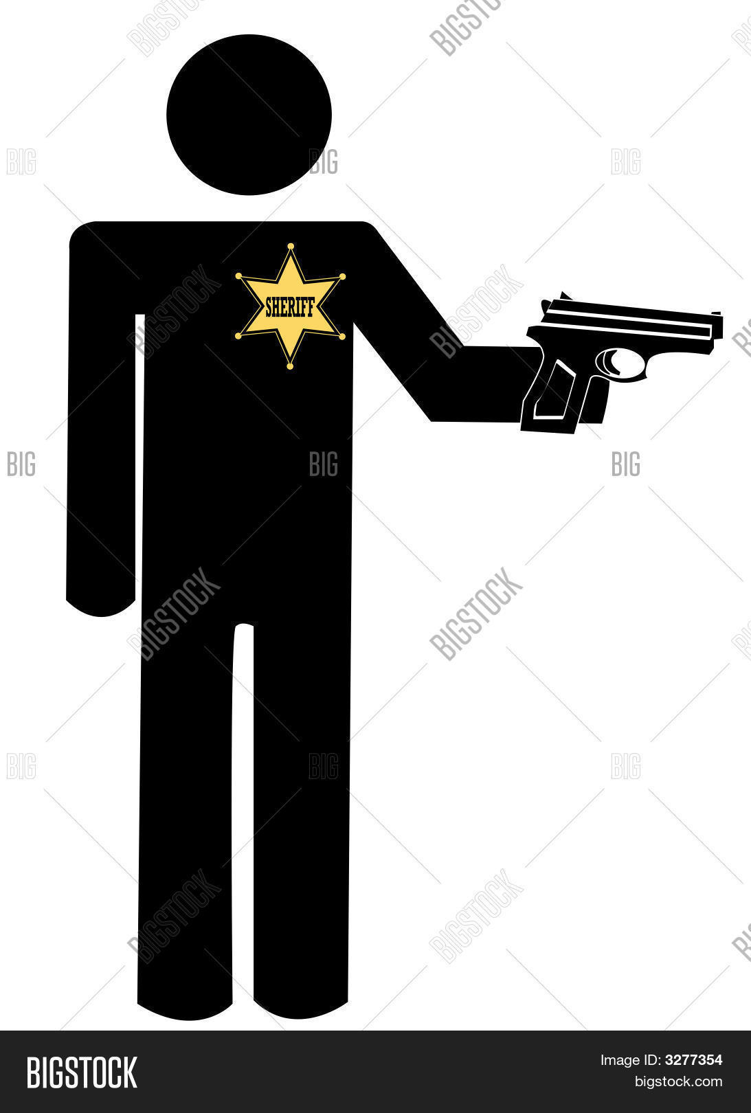 Stick Man Sherrif W Vector & Photo (Free Trial) | Bigstock