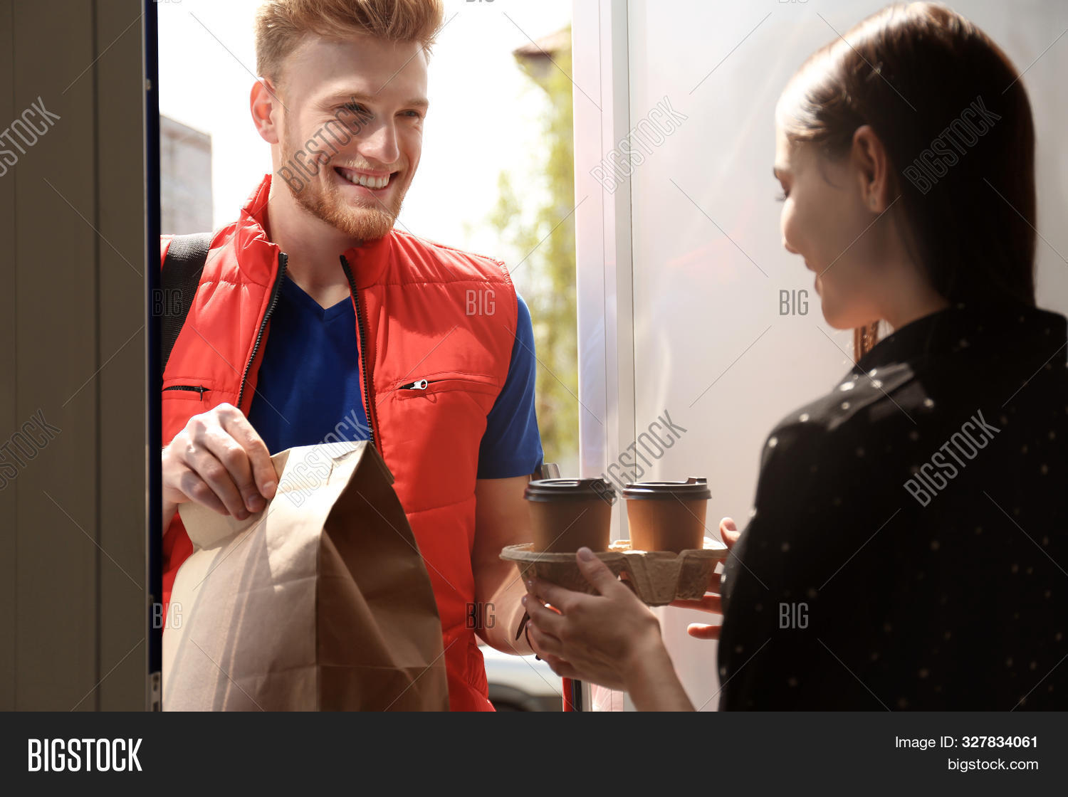 Courier Giving Order Image & Photo (Free Trial) | Bigstock