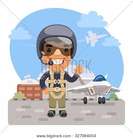 Cartoon Smiling Pilot Vector & Photo (Free Trial) | Bigstock