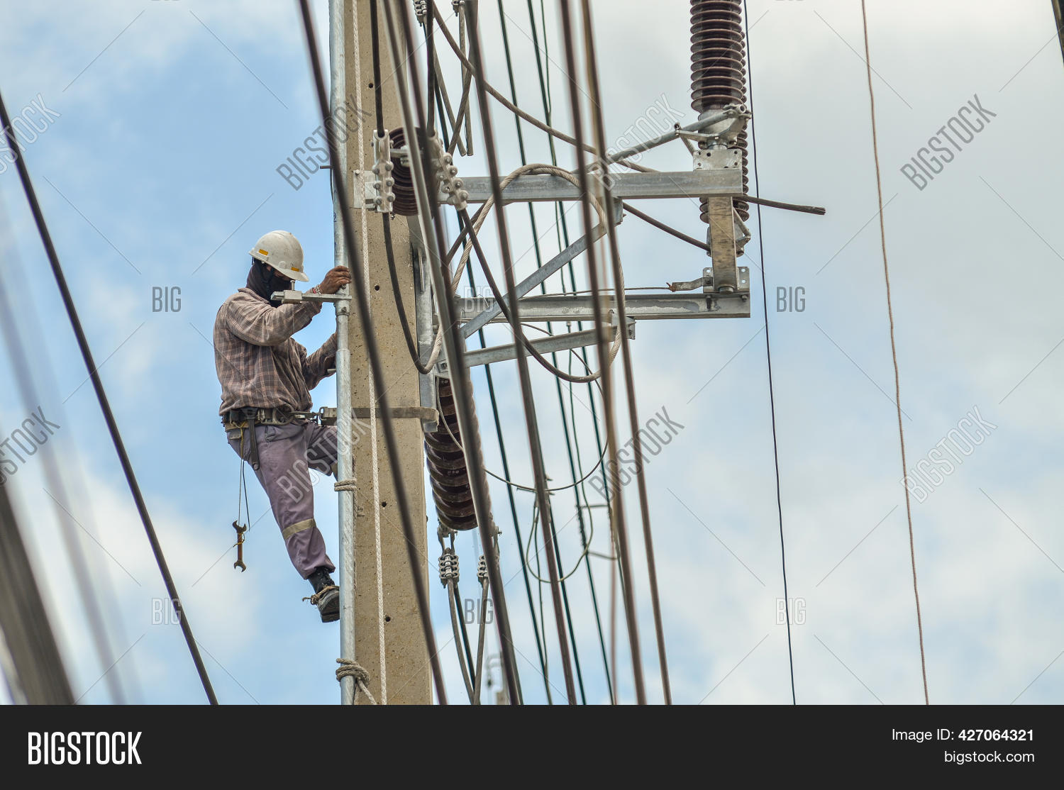 Electrician Climbing Image & Photo (Free Trial) | Bigstock