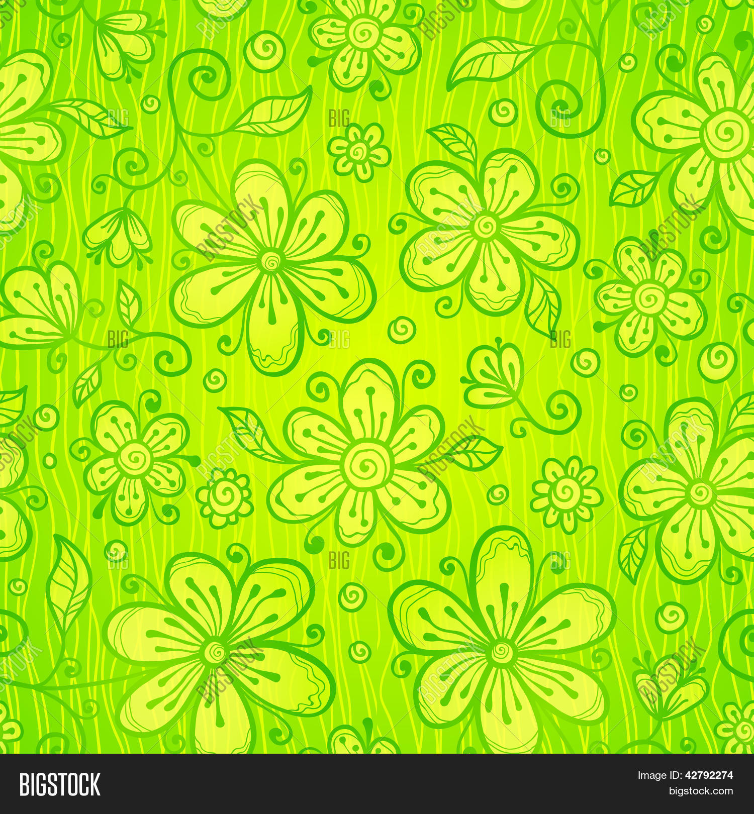 Green Doodle Flowers Vector & Photo (Free Trial) | Bigstock
