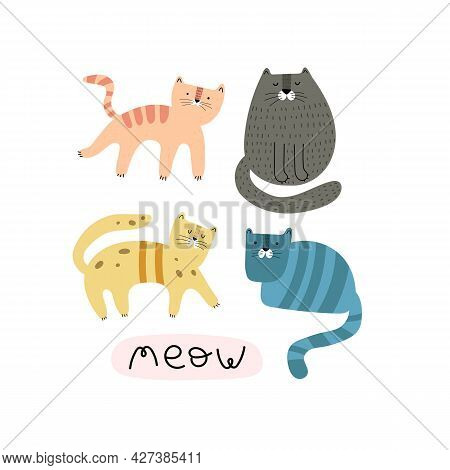 Meow. Cartoon Set Vector & Photo (Free Trial) | Bigstock