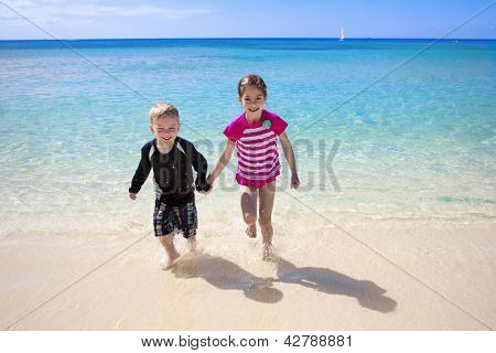 Happy Kids On Beach Image & Photo (Free Trial) | Bigstock