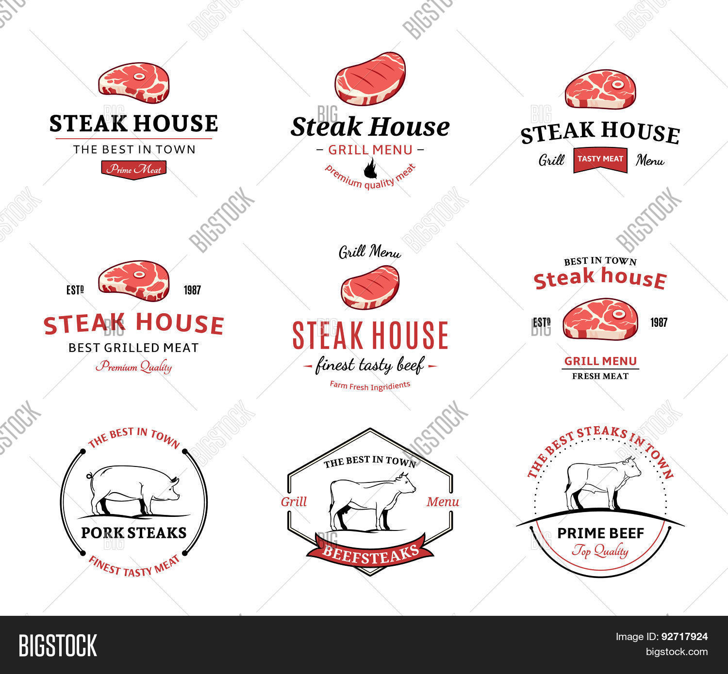 Grill Steak Labels, Vector & Photo (Free Trial) | Bigstock