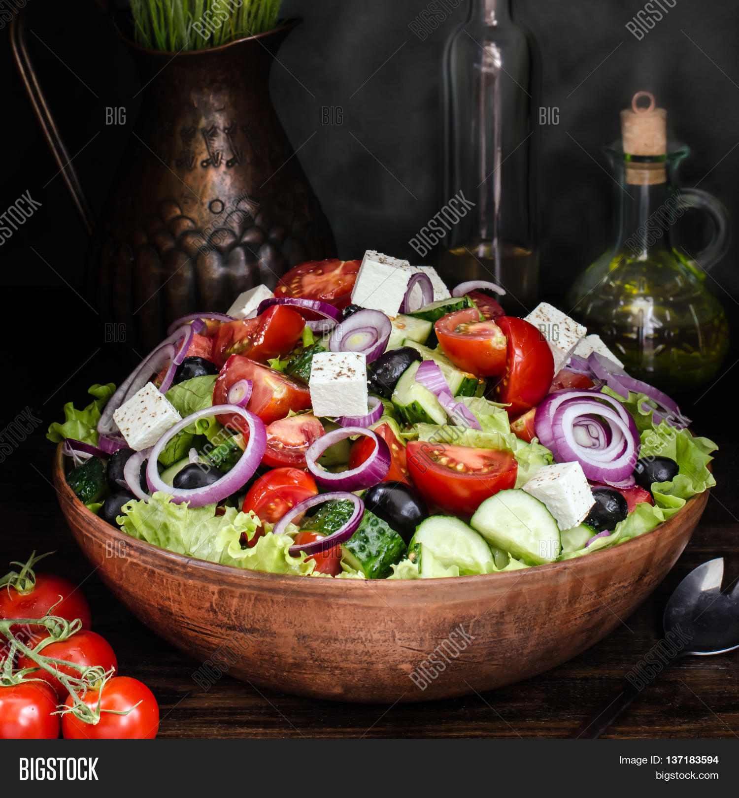 Fresh Greek Salad Bowl Image & Photo (Free Trial) | Bigstock