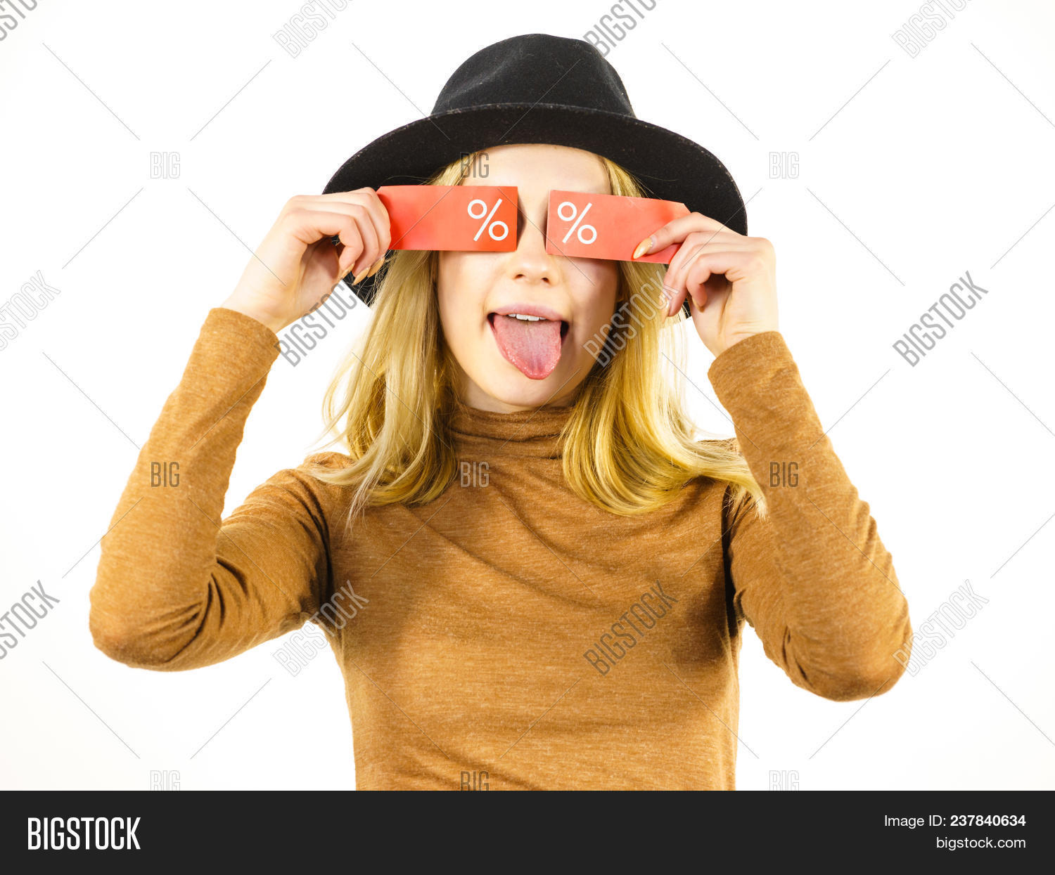 Woman Hat Showing Tag Image & Photo (Free Trial) | Bigstock